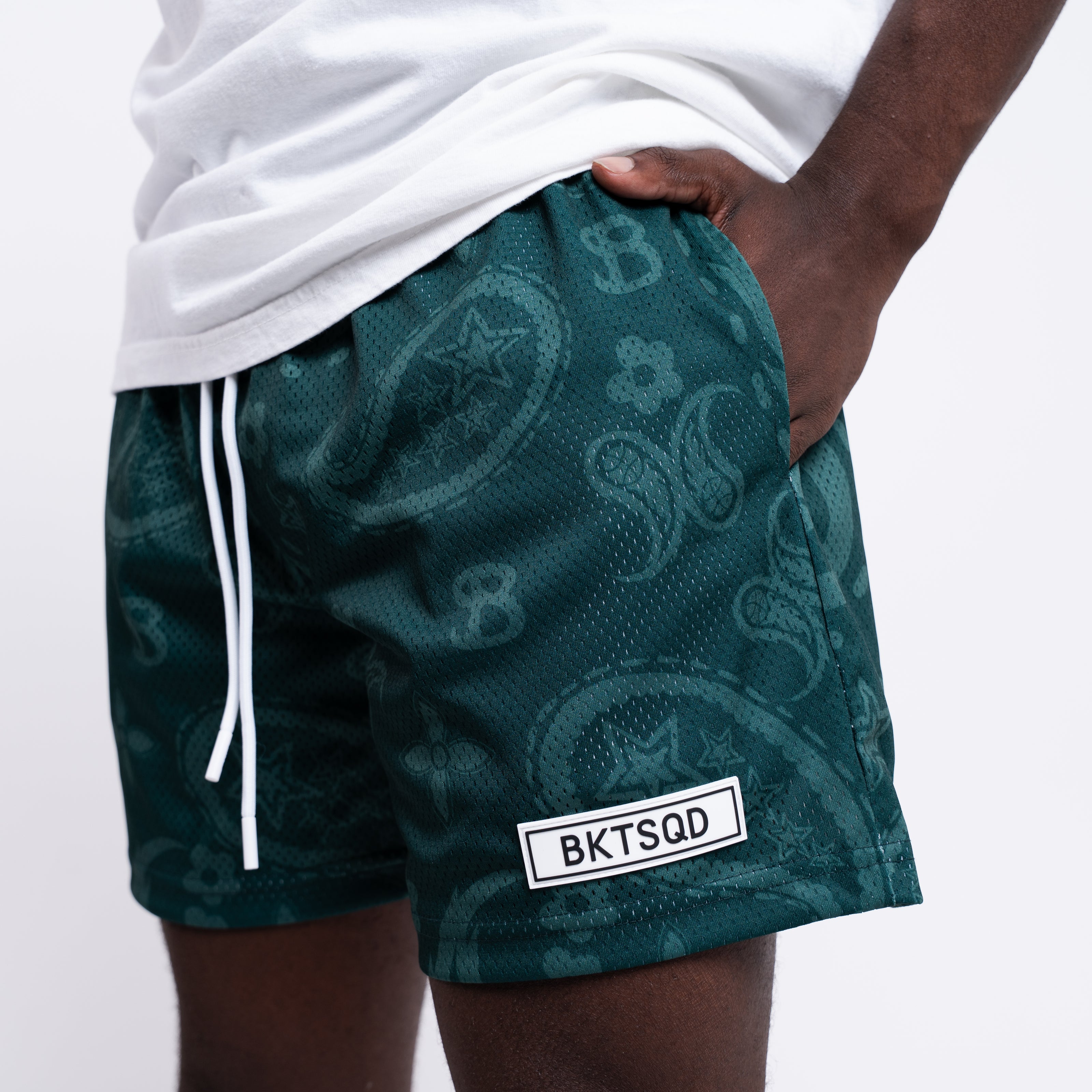 Bucketsquad Green Paisley Shorts | Adult Basketball Shorts