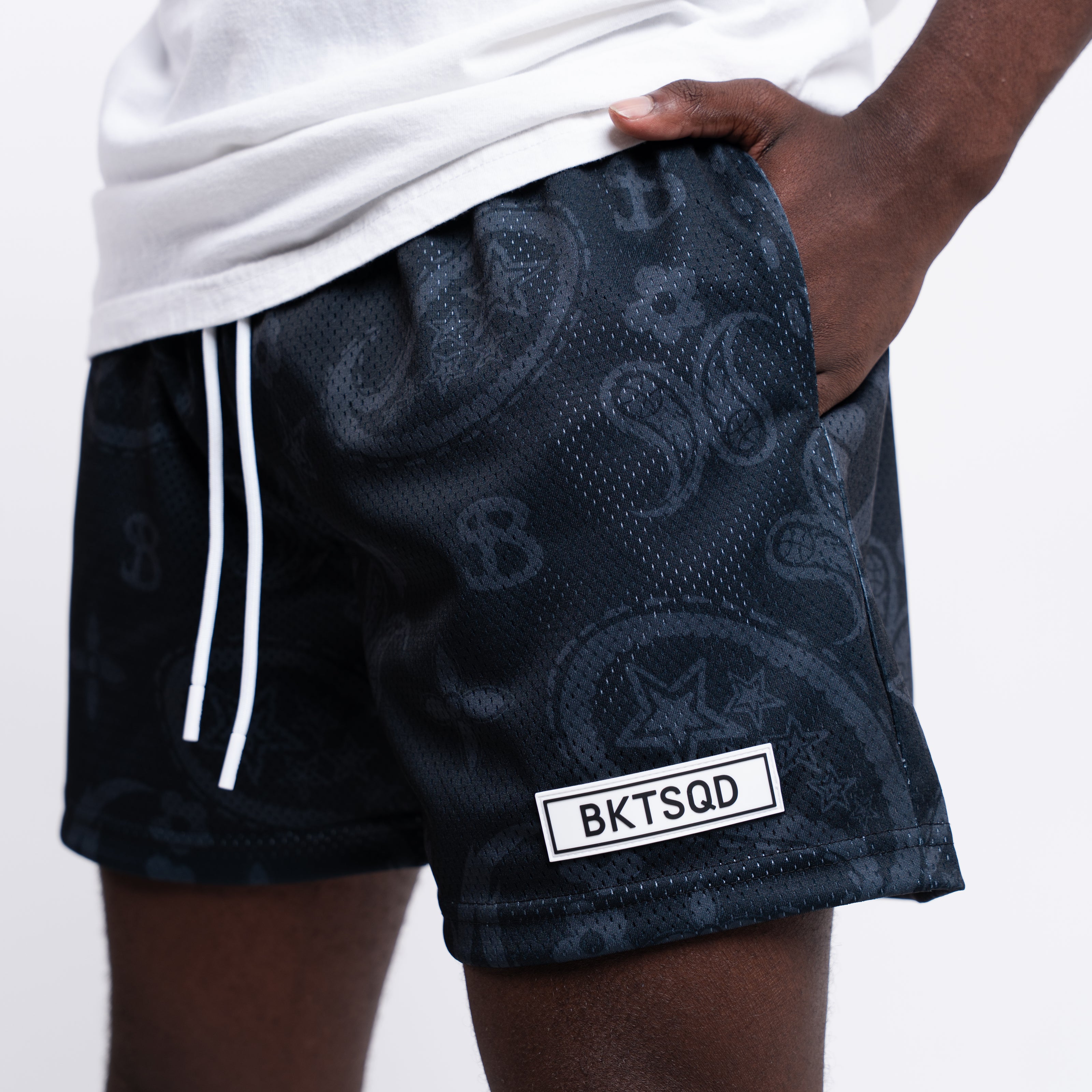 Bucketsquad Black Paisley Shorts | Adult Basketball Shorts