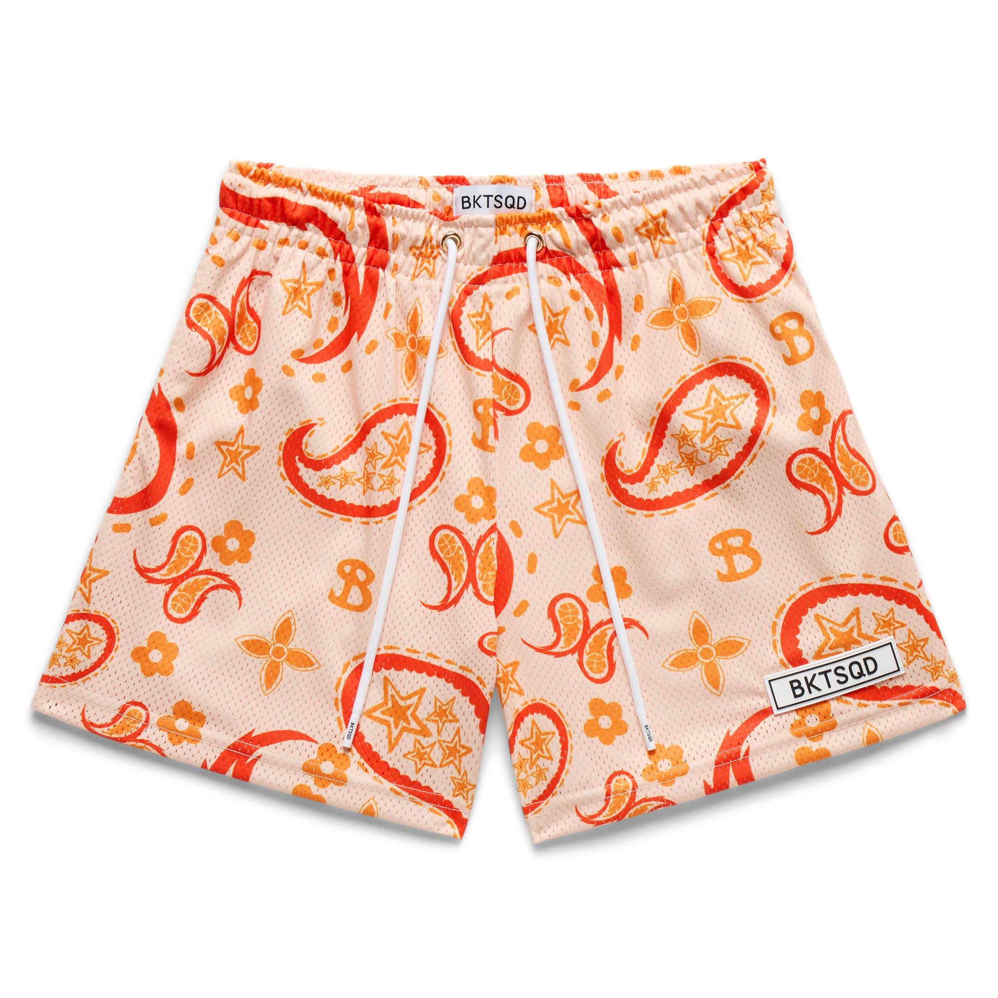 Bucketsquad Peach Paisley Shorts | Adult Basketball Shorts